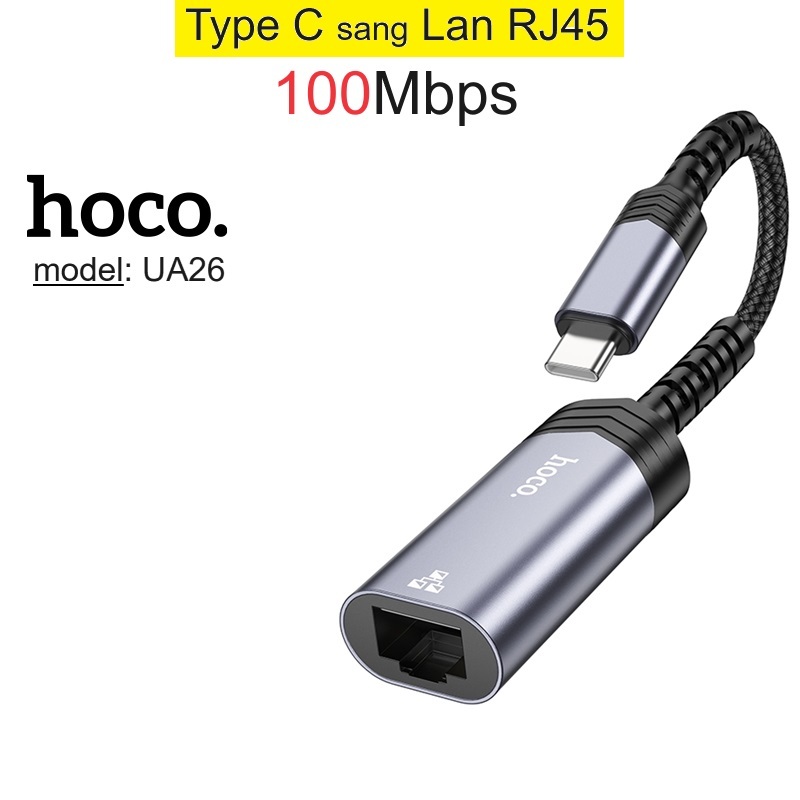 Cáp Chuyển Type C Sang Mạng Lan RJ45 Tốc Độ 100Mb Hoco UA26 Dùng Cho PC ...