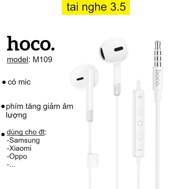Tai nghe 3.5 có mic Hoco M109 dùng cho điện thoại Samsung/ Xiaomi/ Oppo ...