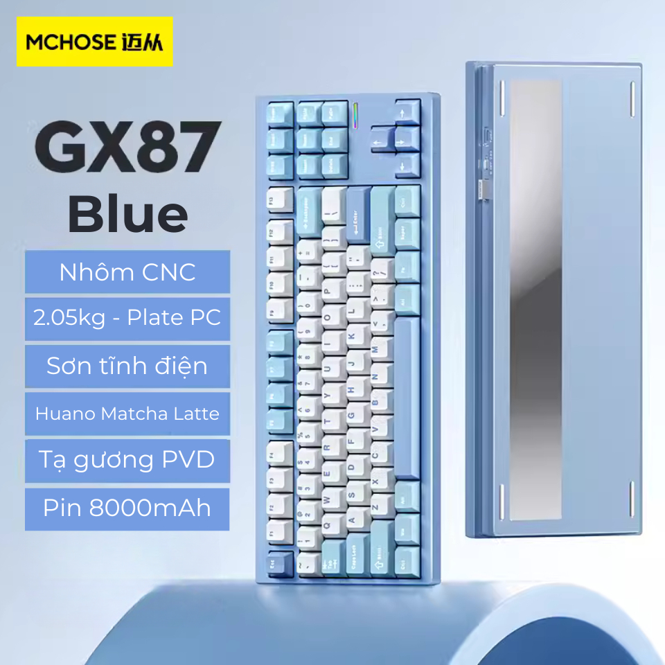 Mchose GX87 - Bàn phím cơ khung nhôm TKL 3 chế độ kết nối, có tạ, RGB, layout TKL siêu ngon ...