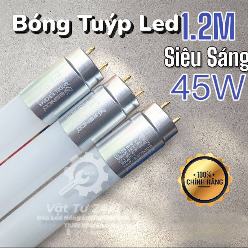 Bóng Đèn Tuýp Led Tube T8 1.2m thuỷ tinh 45W siêu sáng hiệu Esnco dài 1m2 40W 4000LM đầu nhôm ...