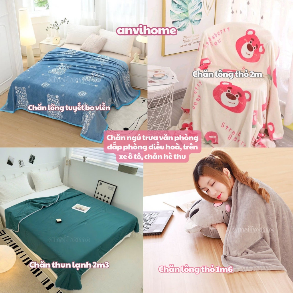 Chăn mền mỏng ANVIHOME đắp văn phòng, ngủ trưa cho bé, chăn đắp trên xe ...
