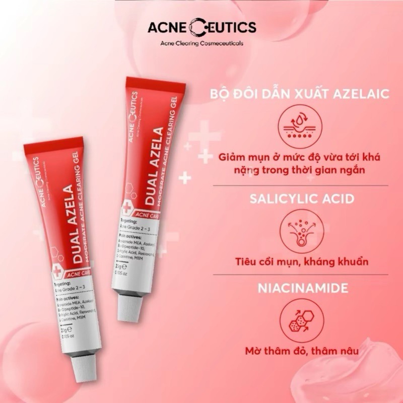 [ACNECEUTICS] Gel Mụn Dual Azela Moderate Acne Clearing Hỗ Trợ Làm Giảm ...