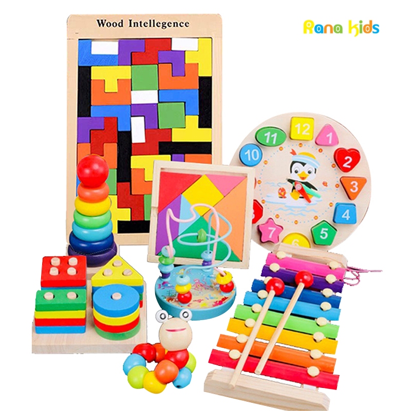 Combo đồ chơi gỗ 8 món cho bé phát triển trí thông minh Rana Kids ...