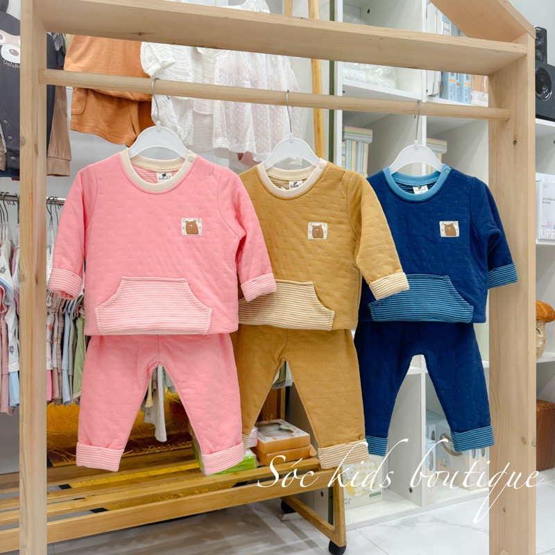 [Lullaby Chính Hãng] Bộ quần áo dài tay thu đông chất liệu chần bông dày dặn ấm áp cho bé từ 9 ...