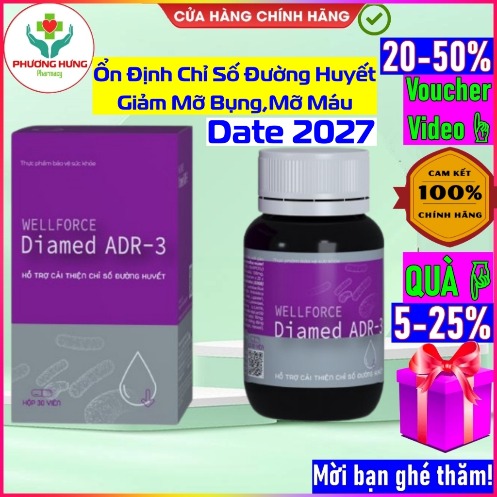 Wellforce Diamed ADR-3 của Medimap Giúp ổn định Đường huyết,giảm Mỡ bụng,Mỡ nội tạng,Mỡ máu-Lọ ...