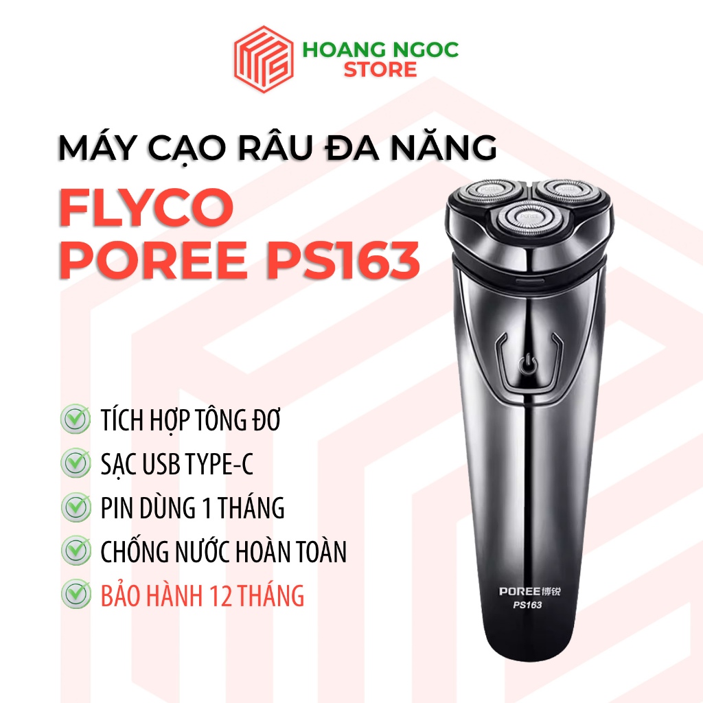Máy cạo râu đa năng Flyco Poree PS163, tích hợp tông đơ, chống nước hoàn toàn, bảo hành 12 tháng ...