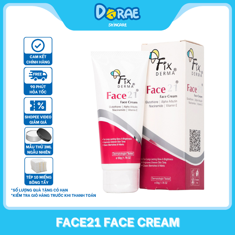 FIXDERMA l Kem dưỡng trắng sáng da Fixderma Face21 Face Cream giúp dưỡng ẩm, làm trắng và đều ...