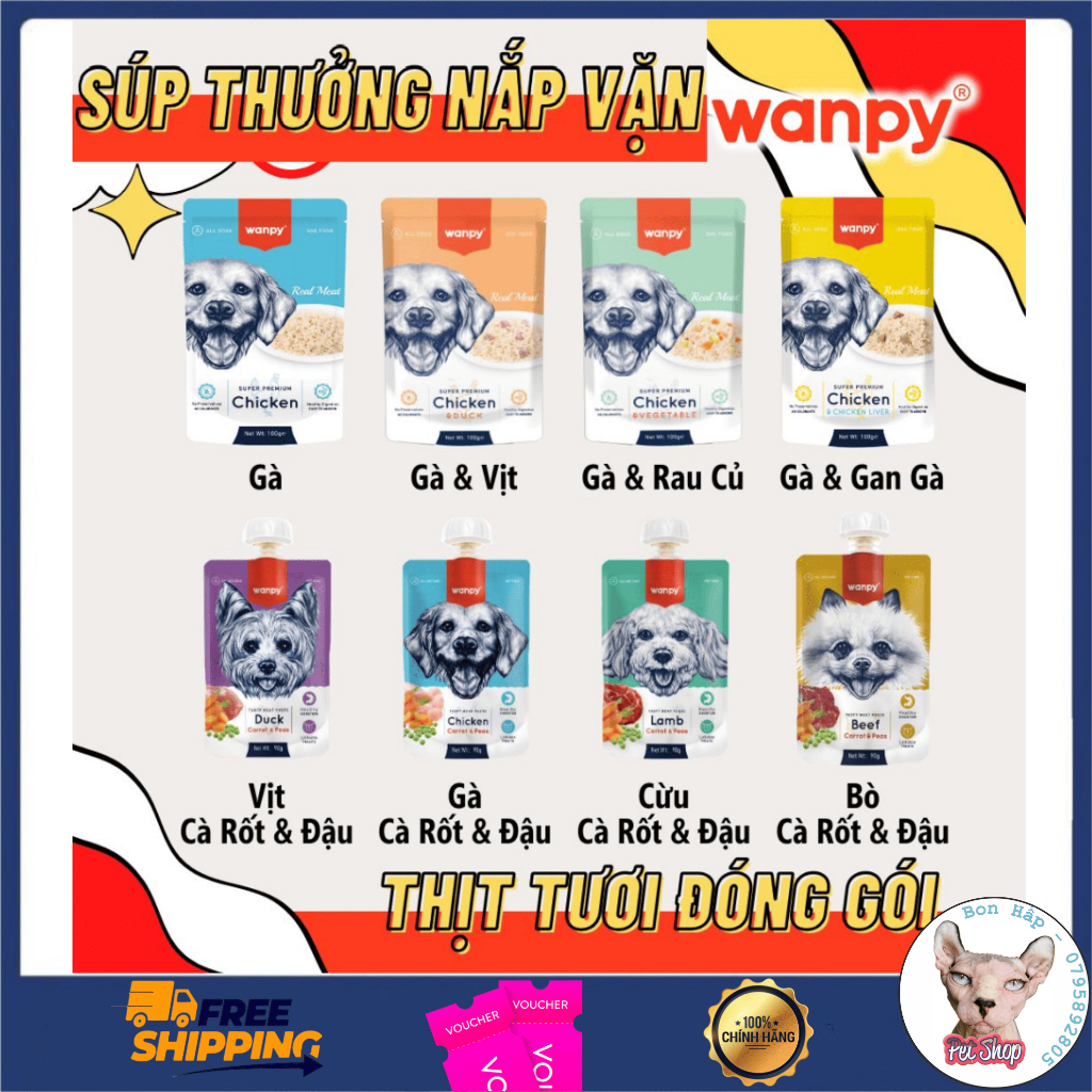 Pate & Súp Thưởng Nắp Vặn Wanpy Cho Chó - Hàng Chính Nghạch Công Ty ...