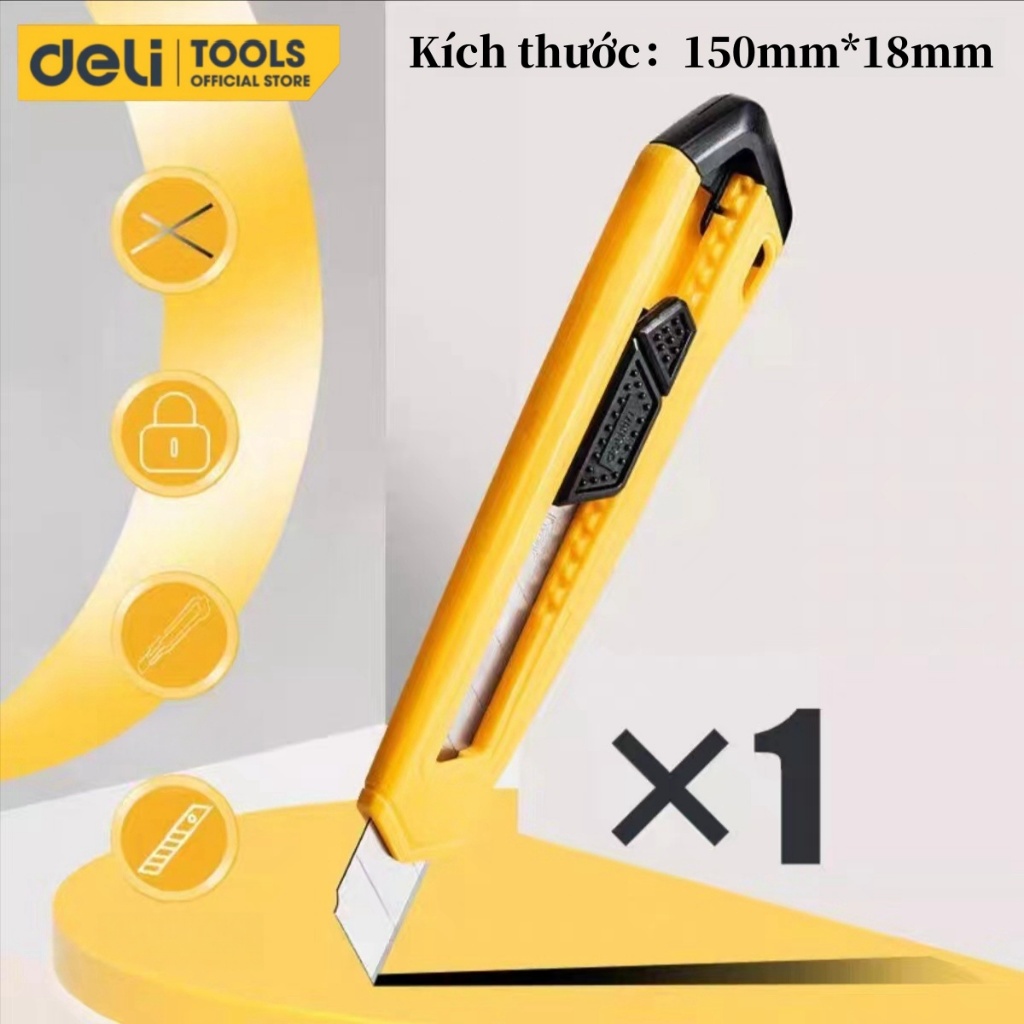 Dao Rọc Giấy Hàng Deli Cao Cấp - Lưỡi Dao SK5 Sắc Bén 18mm - Sử Dụng Trong Gia Đình, Sửa Chữa ...