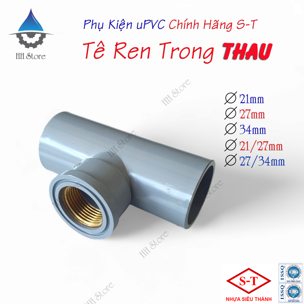 Tê Ren Trong, Tê Răng Trong(Thau) phi 21, 27, 34, 21/27, 27/34mm. Hàng ...