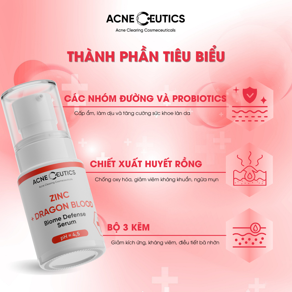 ACNECEUTICS ZINC + DRAGON BLOOD Serum Kẽm Huyết Rồng Giảm Viêm, Kiềm ...