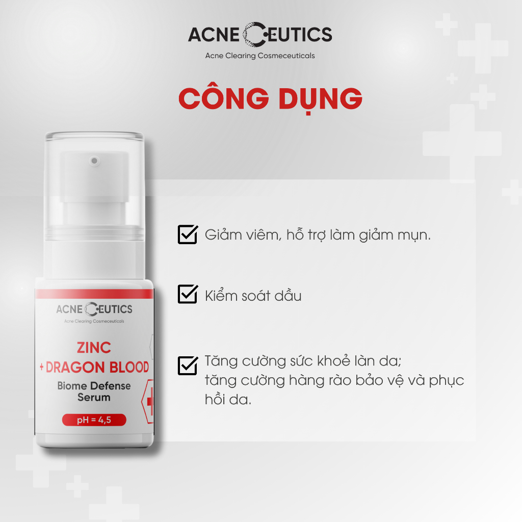 ACNECEUTICS ZINC + DRAGON BLOOD Serum Kẽm Huyết Rồng Giảm Viêm, Kiềm ...