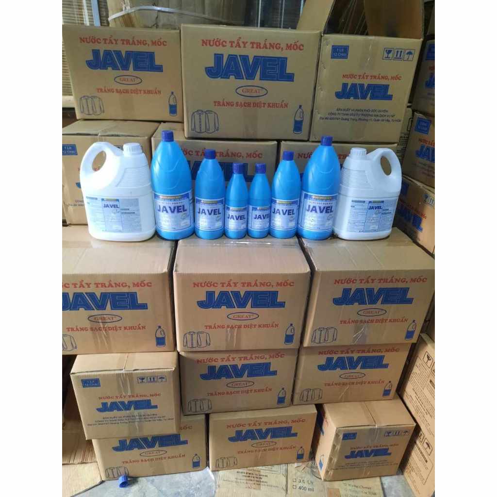 [Combo] Nước tẩy đậm đặc JAVEL nhãn hiệu GREAT (600g - 1kg - 2kg) dùng cho quần áo trắng,vải ...