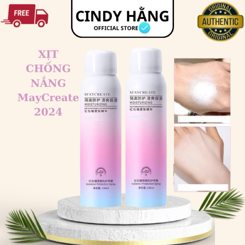 Chai Xịt Chống Nắng Trắng Da Maycreate Moisturizing Spray 150ml SPF 50 ...