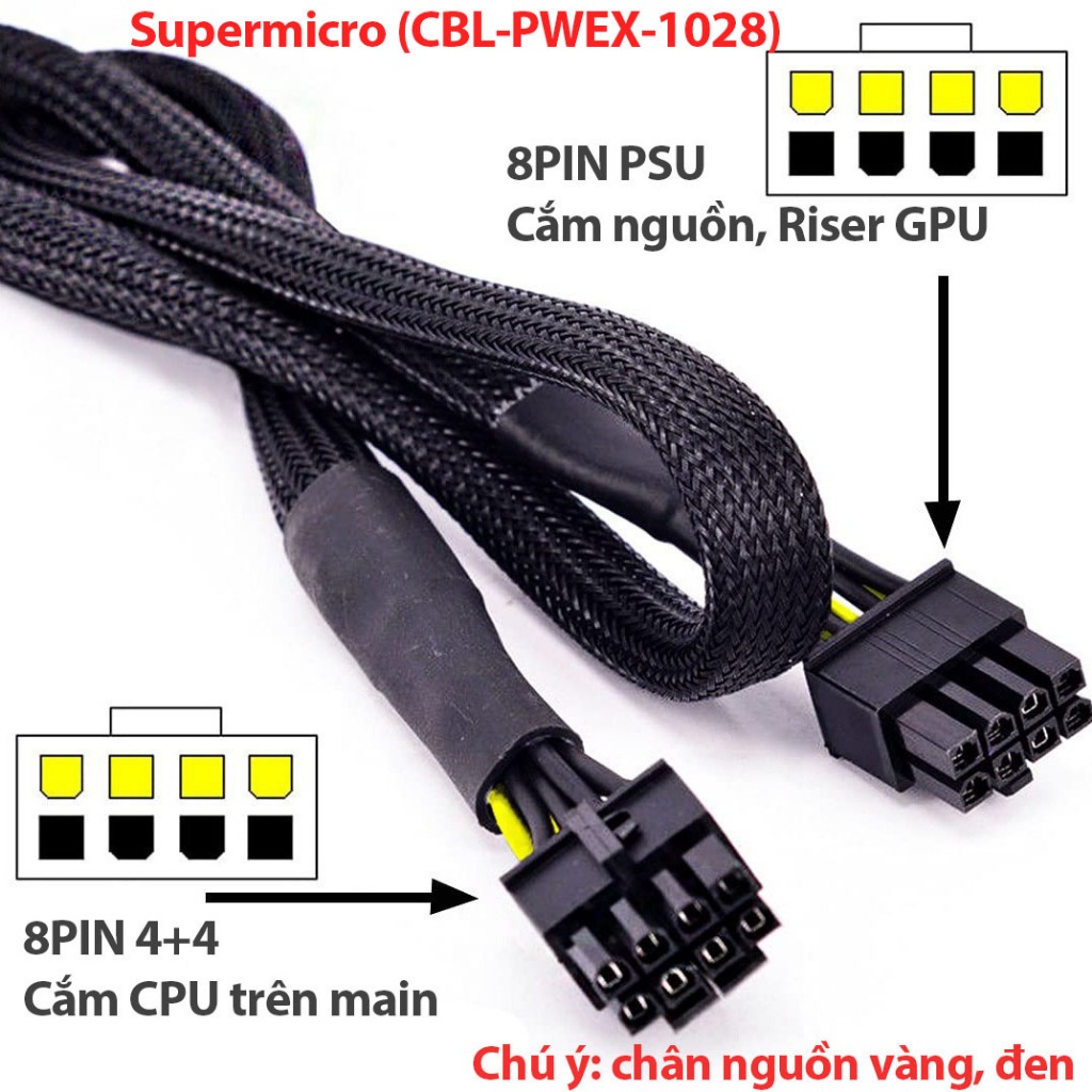 Dây nguồn Supermicro 8-Pin CPU to 8-Pin CPU 80cm GPU Power Cable (CBL ...