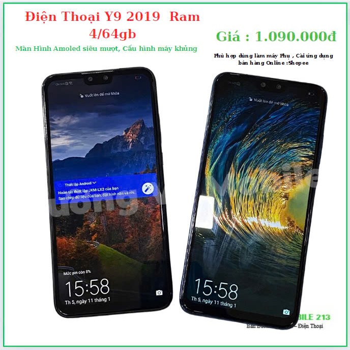 điện thoại Y9 2019 Huawei ram 4/64gb tặng sạc | Shopee Việt Nam