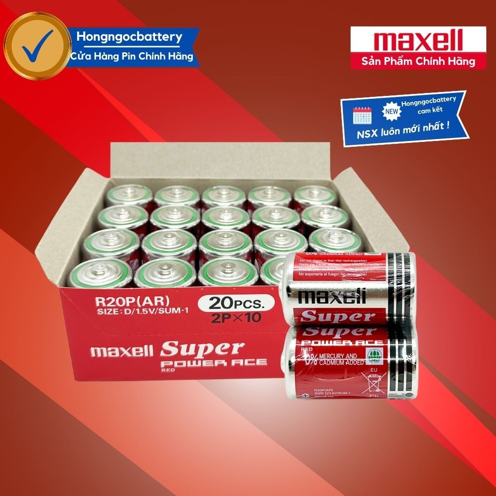 Hộp 10 đôi ( 20 viên ) Pin đại MAXELL 1,5V Super power ace siêu bền ...