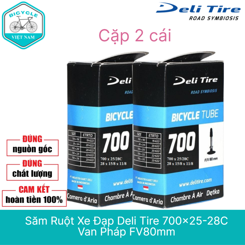 Cặp 2 Cái Săm Ruột Xe Đạp Deli Tire 700x25-28C Van Pháp FV 80mm | Shopee Việt Nam