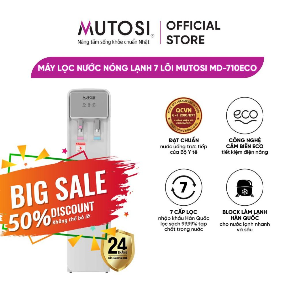 Máy lọc nước Nóng Lạnh 7 lõi Mutosi MD-710ECO Công nghệ cảm biến Eco ...