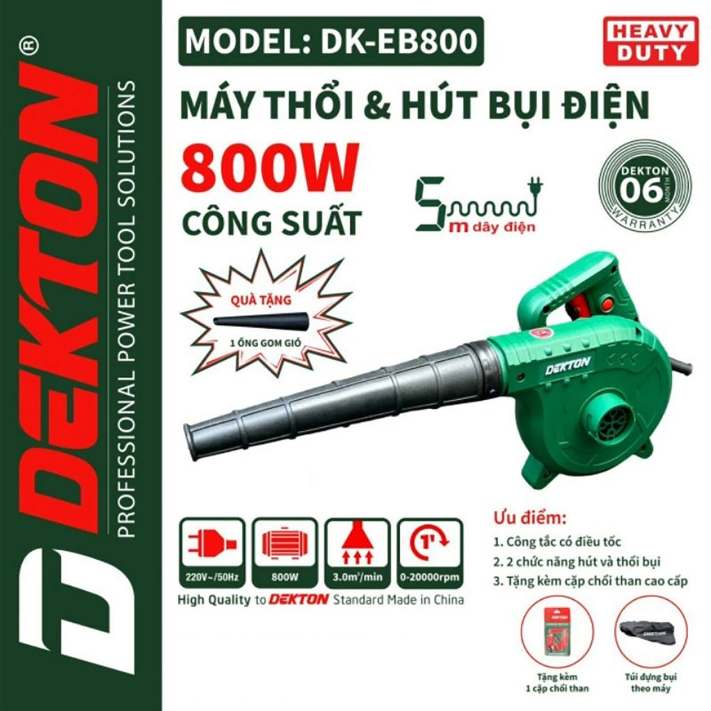 Máy thổi hút bụi cầm tay DEKTON DK-EB800 công suất 800W, nhiều tốc độ ...