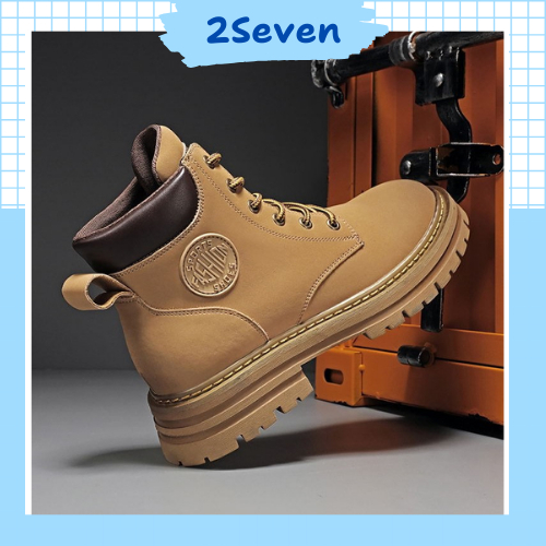 Boots Martin Nam Cao Cổ thiết kế đai dính, đế rãnh răng phong cách Anh ...