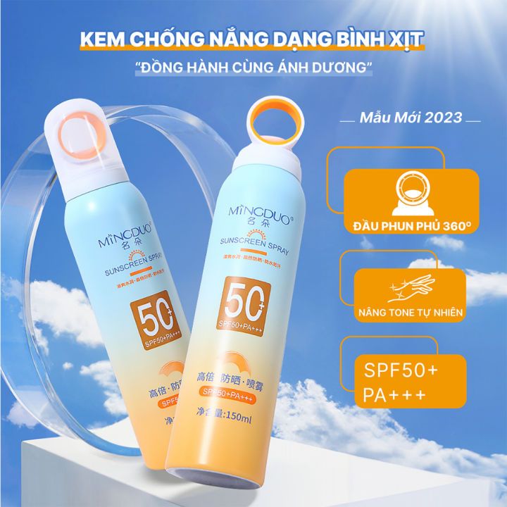 Kem chống nắng dạng bình xịt đầu phủ 360 độ, chai sịt dưỡng ẩm, làm ...