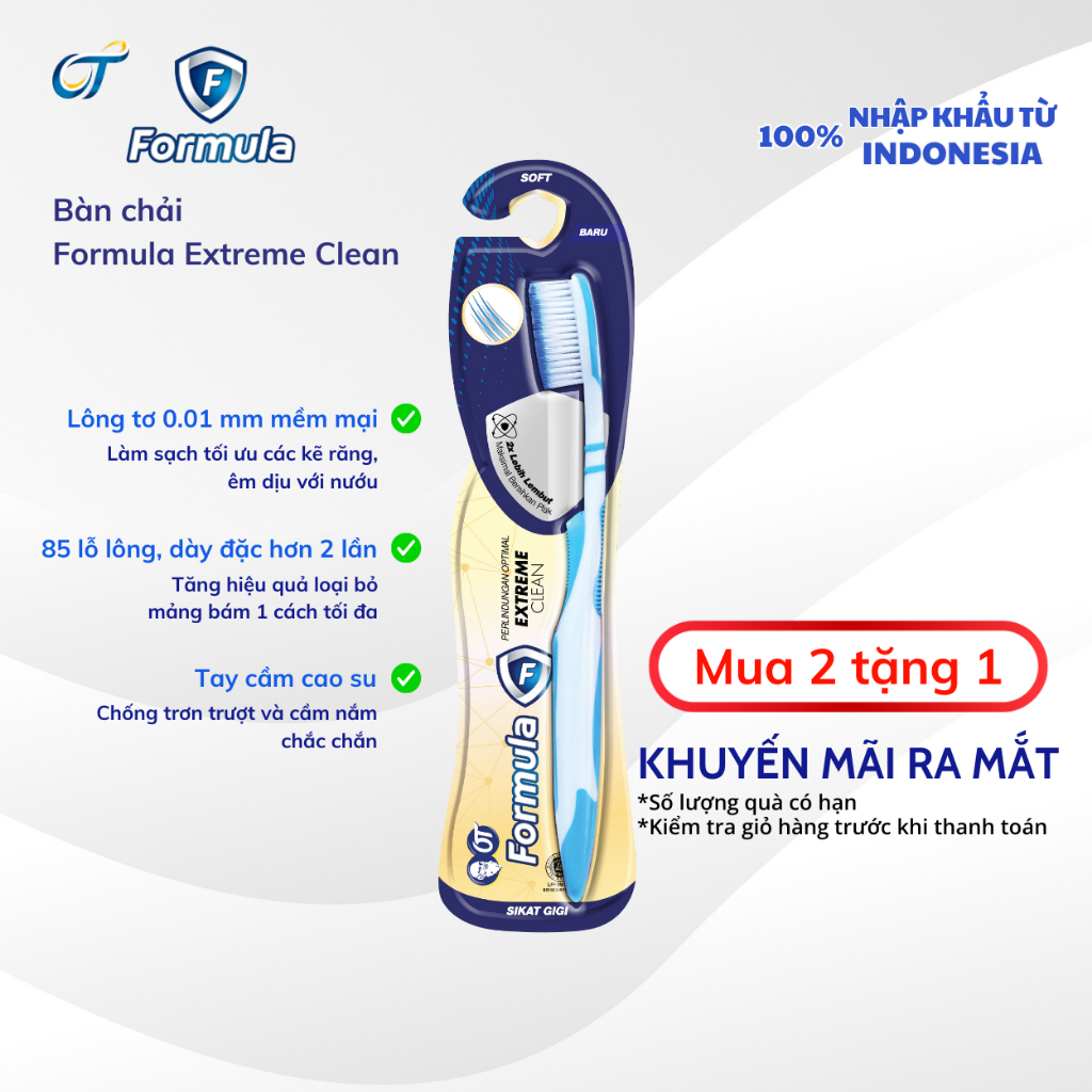 Bàn chải đánh răng Formula Extreme Clean sạch mảng bám và kẽ răng (mật ...