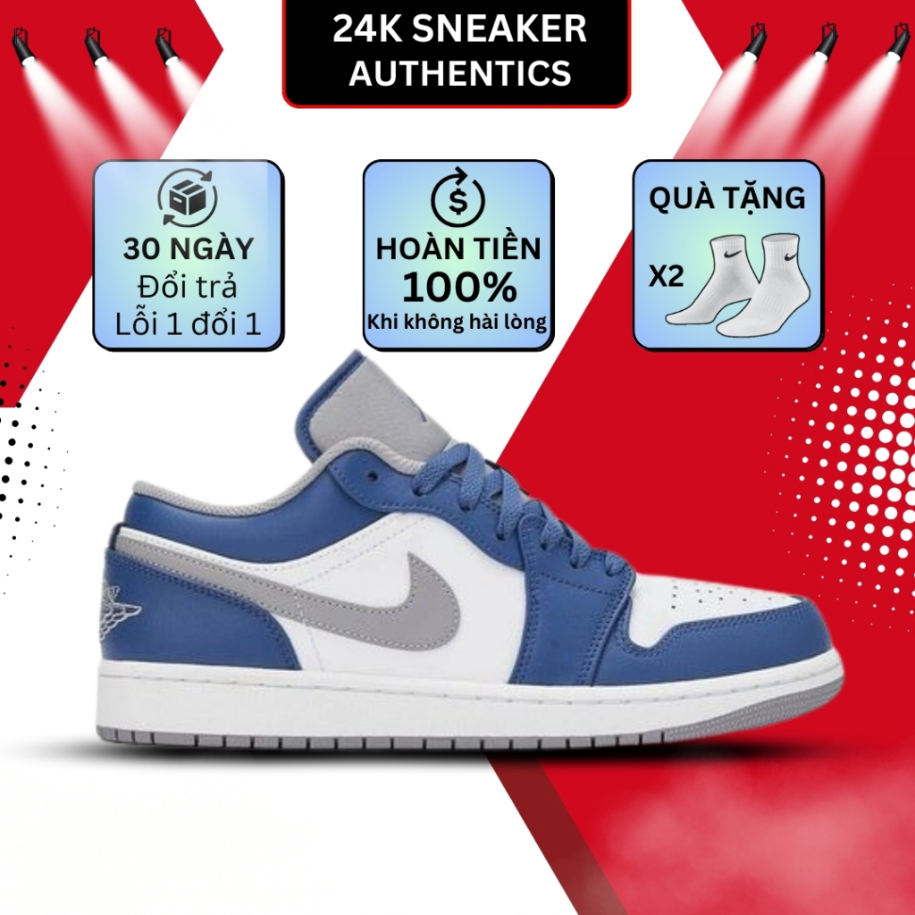 Giày Nike Air Jordan 1 Low True Blue Cement 553558-412 chính hãng dành ...