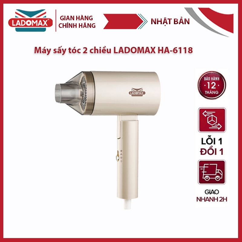 Máy sấy tóc LADOMAX HA-6118 Công Suất 1800w Có 3 chế độ sấy nóng lạnh ...