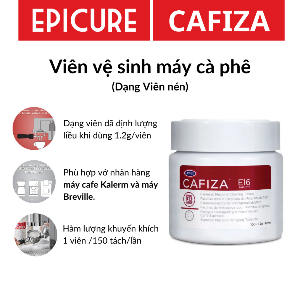 Chế phẩm vệ sinh máy pha cafe hiệu Cafiza 125g/hộp, dùng cho máy pha ...