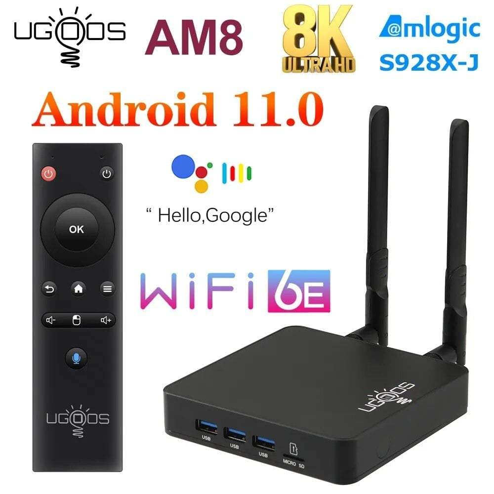 Android TV Box 8K Ugoos AM8 Pro, WiFi 6E, Dolby Vision & Atmos, Amlogic S928X-J, 8G+64G | Shopee ...