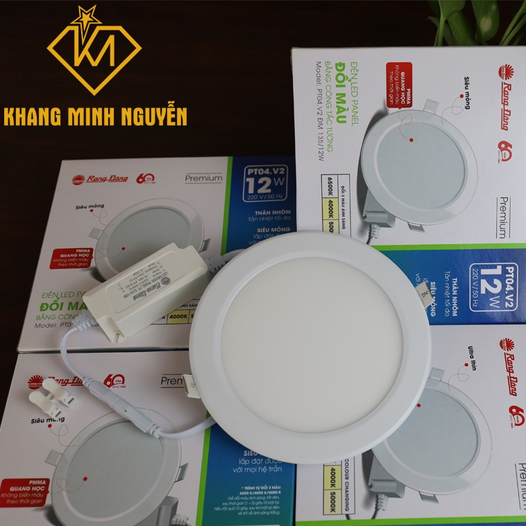 [Đèn đổi màu] Đèn LED Panel âm trần (Downlight) RẠNG ĐÔNG PT04 V2 ĐM 135/12W đổi màu ánh sáng ...