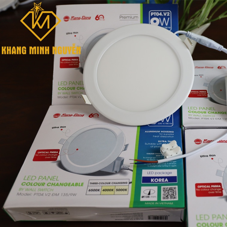 [Đèn đổi màu] Đèn LED Panel âm trần (Downlight) RẠNG ĐÔNG PT04 V2 ĐM 135/9W đổi màu ánh sáng ...