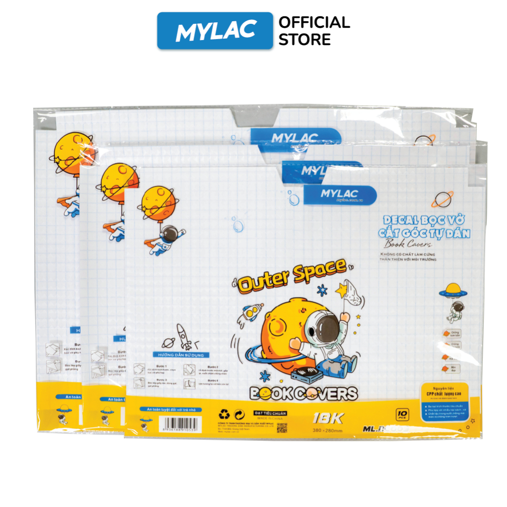 Tệp 10 chiếc Decal bọc vở cắt góc tự dán trong suốt Mylac chống thấm ...