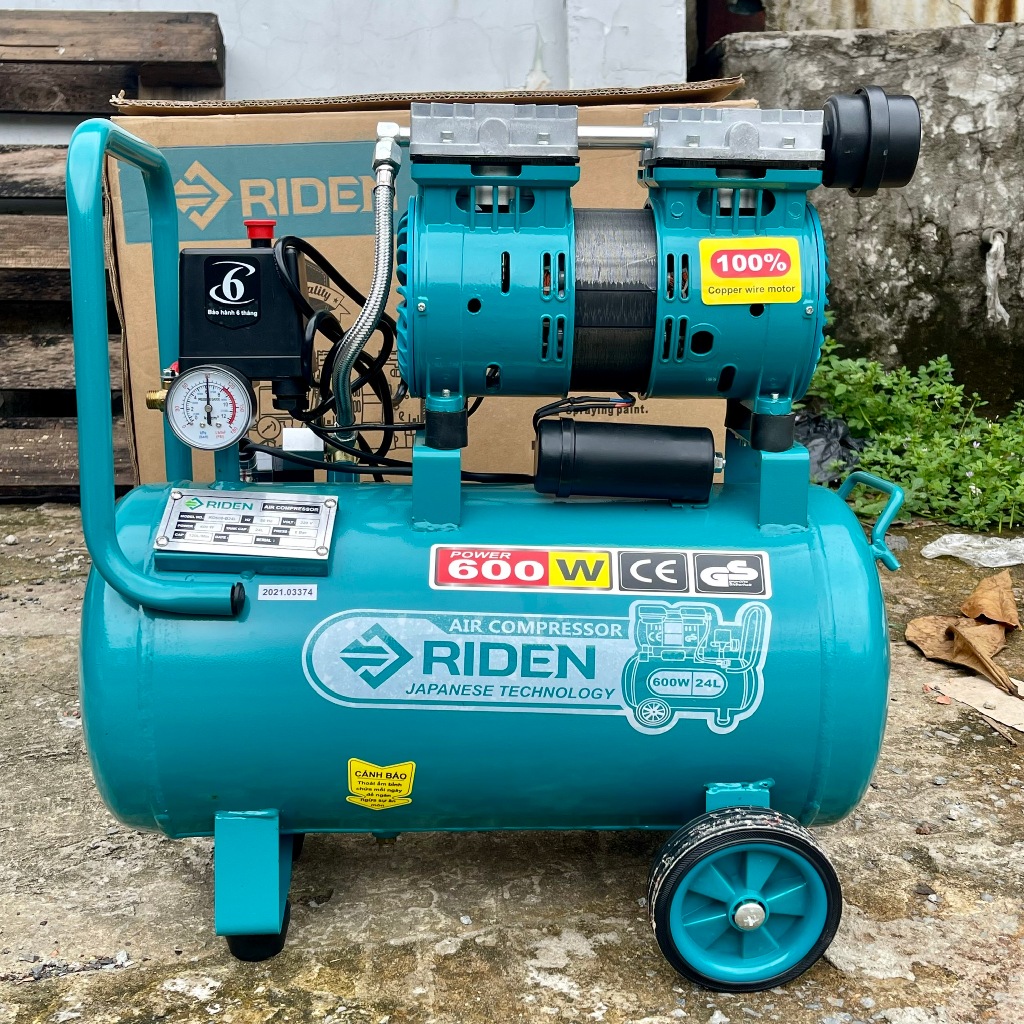 Máy nén khí bình 24L ,motor đồng không dầu, CS600W,tốc độ 1450V/phút, RIDEN RD600-B24L | Shopee ...