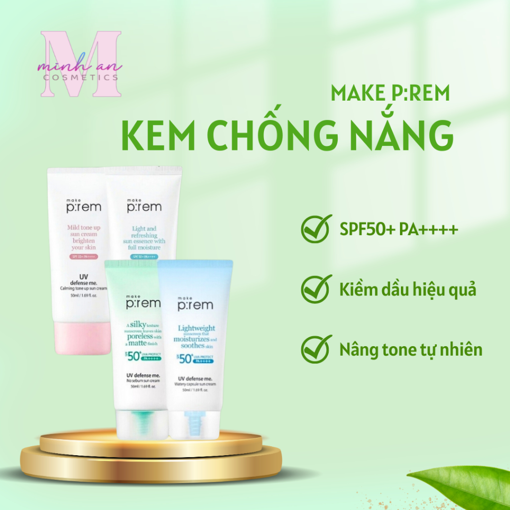 Kem Chống Nắng Make Prem xanh lá 50ml Hàn Quốc SPF50+ PA++++kiềm dầu hiệu quả bảo vệ da toàn ...