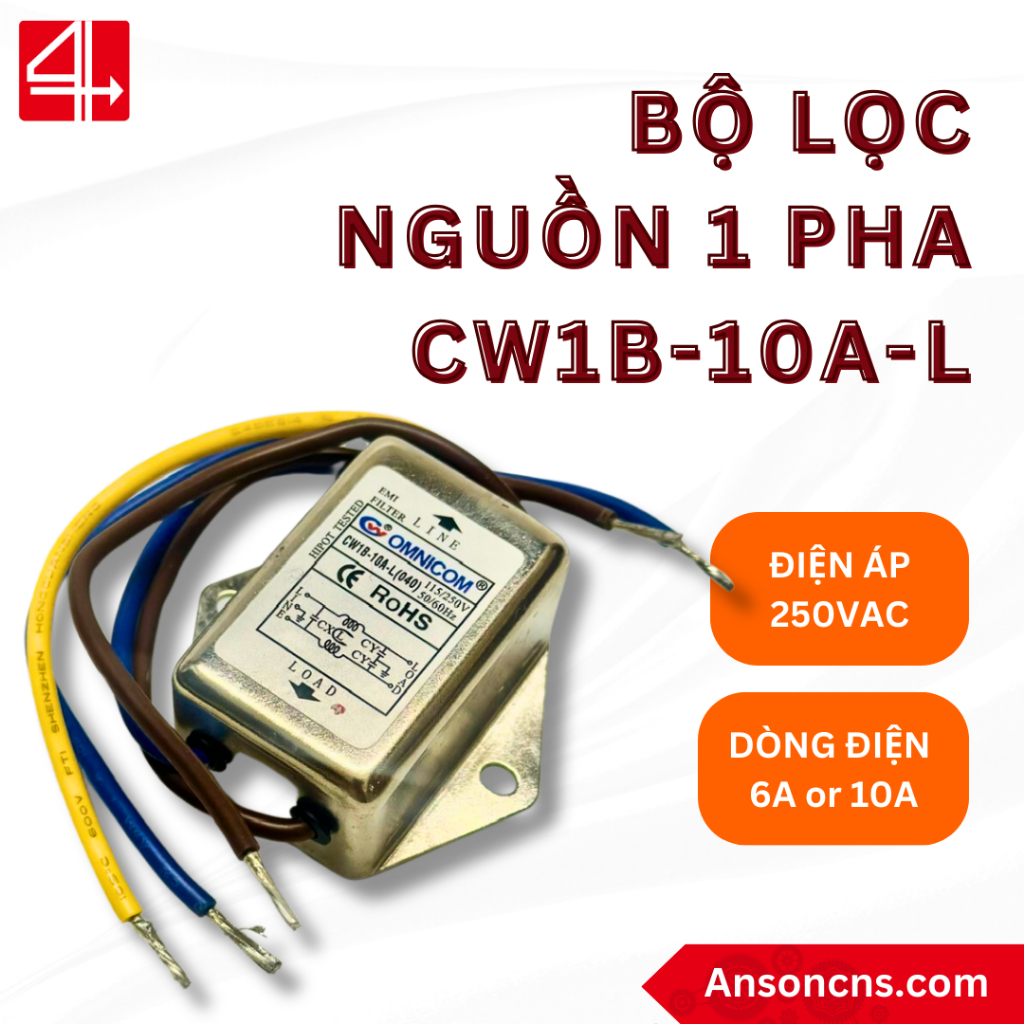 Bộ Lọc Nguồn 1 Pha 10A, 6A điện 115/250V mã CW1B-10A-L, CW1B-6A-L | Shopee Việt Nam