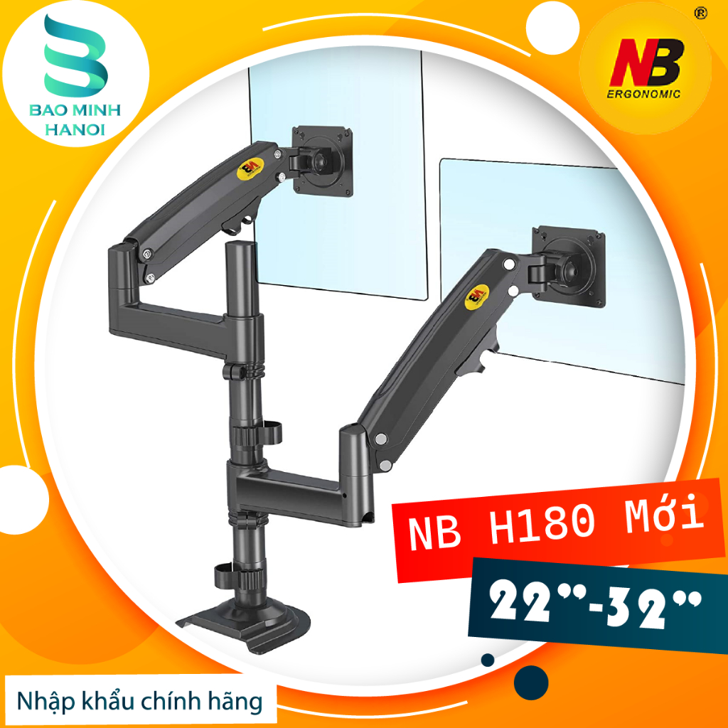 [NB H180] [17 - 27inch] Giá Treo 2 Màn Hình - Arm 2 Monitors - Tải ...