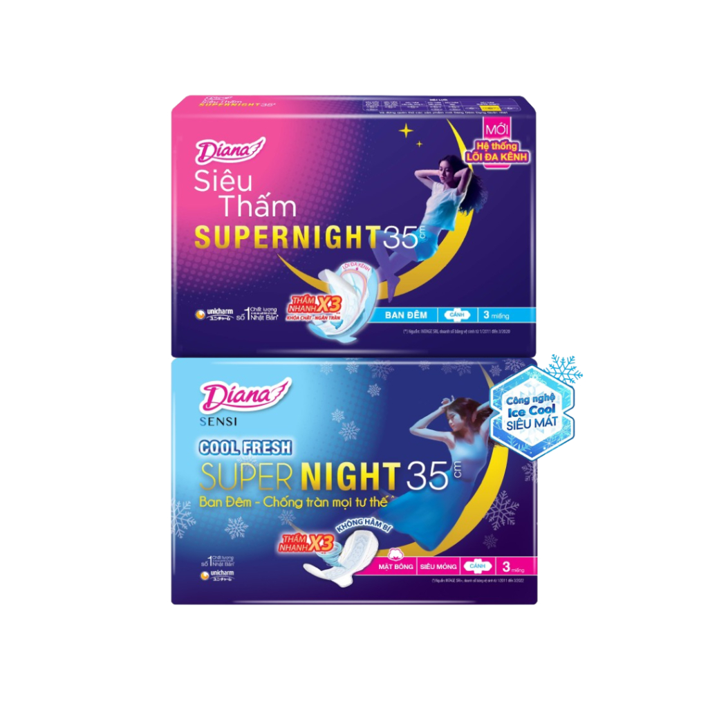 Băng vệ sinh ban đêm Diana Sensi Cool Fresh Night 35cm| BVS Diana siêu ...