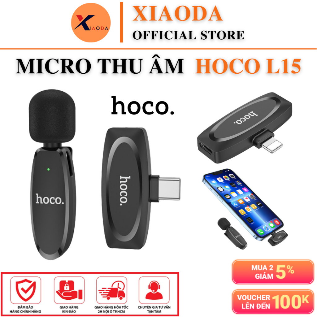 Mic Thu Âm Hoco L15 - Micro Thu Âm Cài Áo Nhỏ Gọn, Bắt Và Lọc Âm Tốt, Đủ 2 Loại Type C Và Ligh ...