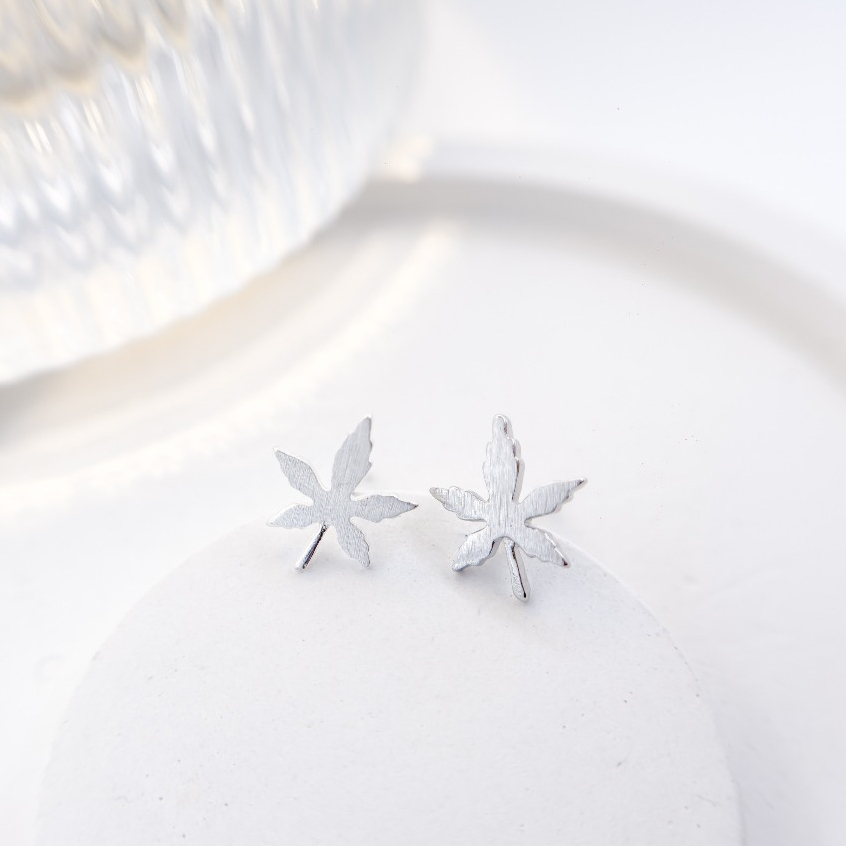 Khuyên Tai Nữ Lá Phong Yumin Silver S925 Phong Cách Hàn Quốc Maple Leaf ...