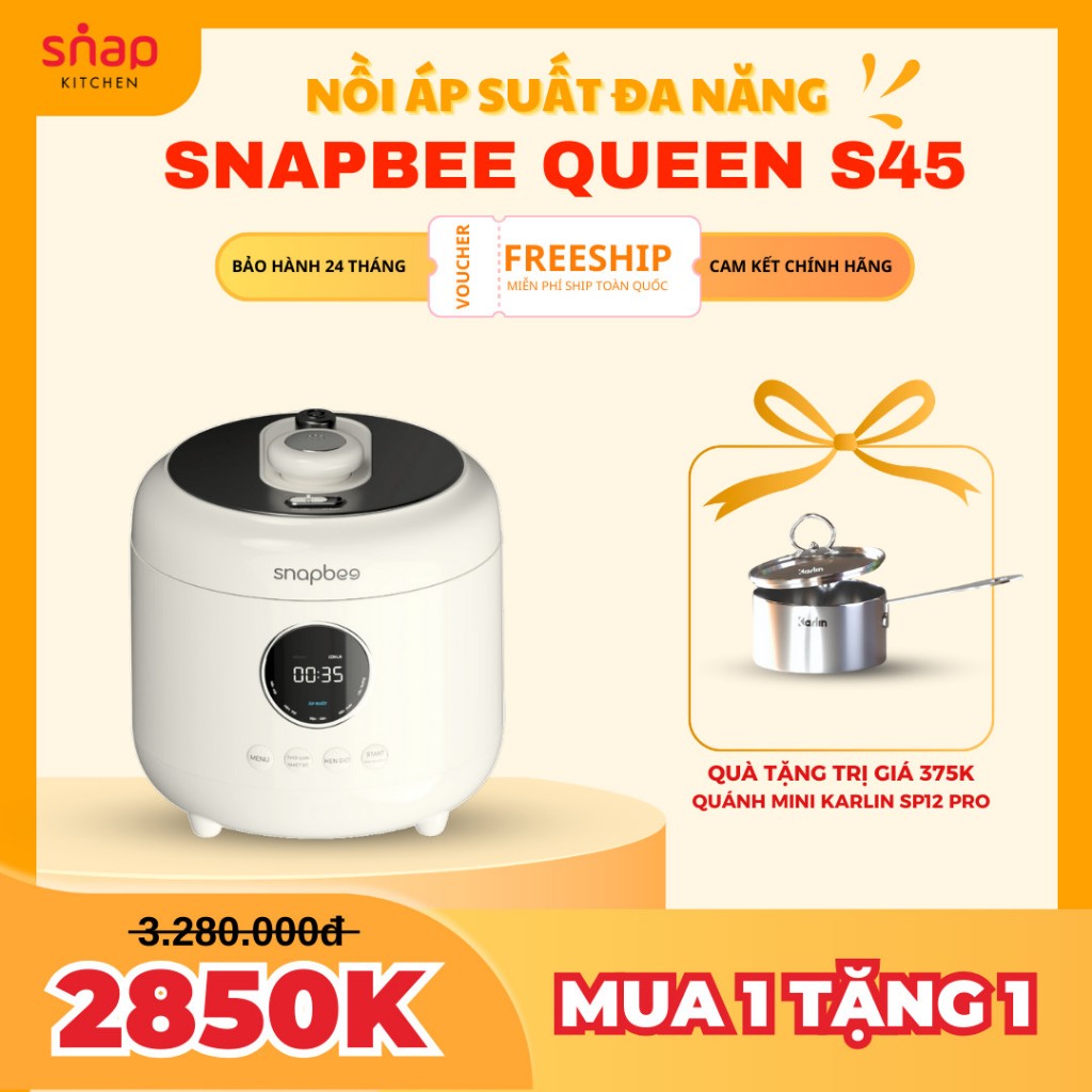 Nồi áp suất SNAPBEE Queen S45 Dung Tích 4.5lit 1 Lồng Nồi BH 12 Tháng ...