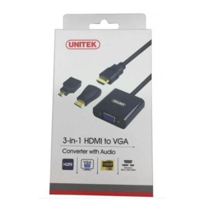 Cáp HDMI -> VGA + Audio Unitek (Y6355) - Bảo hành 12 tháng, Tương thích với HDMI, Micro HDMI và ...