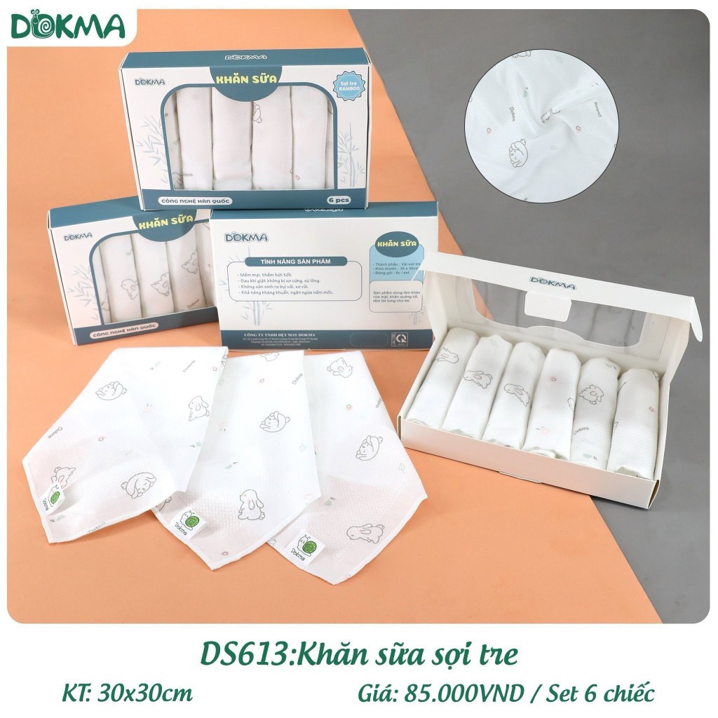 [Chính Hãng] Set 6 khăn sữa sợi tre 2 lớp cao cấp cho bé Dokma | Shopee ...