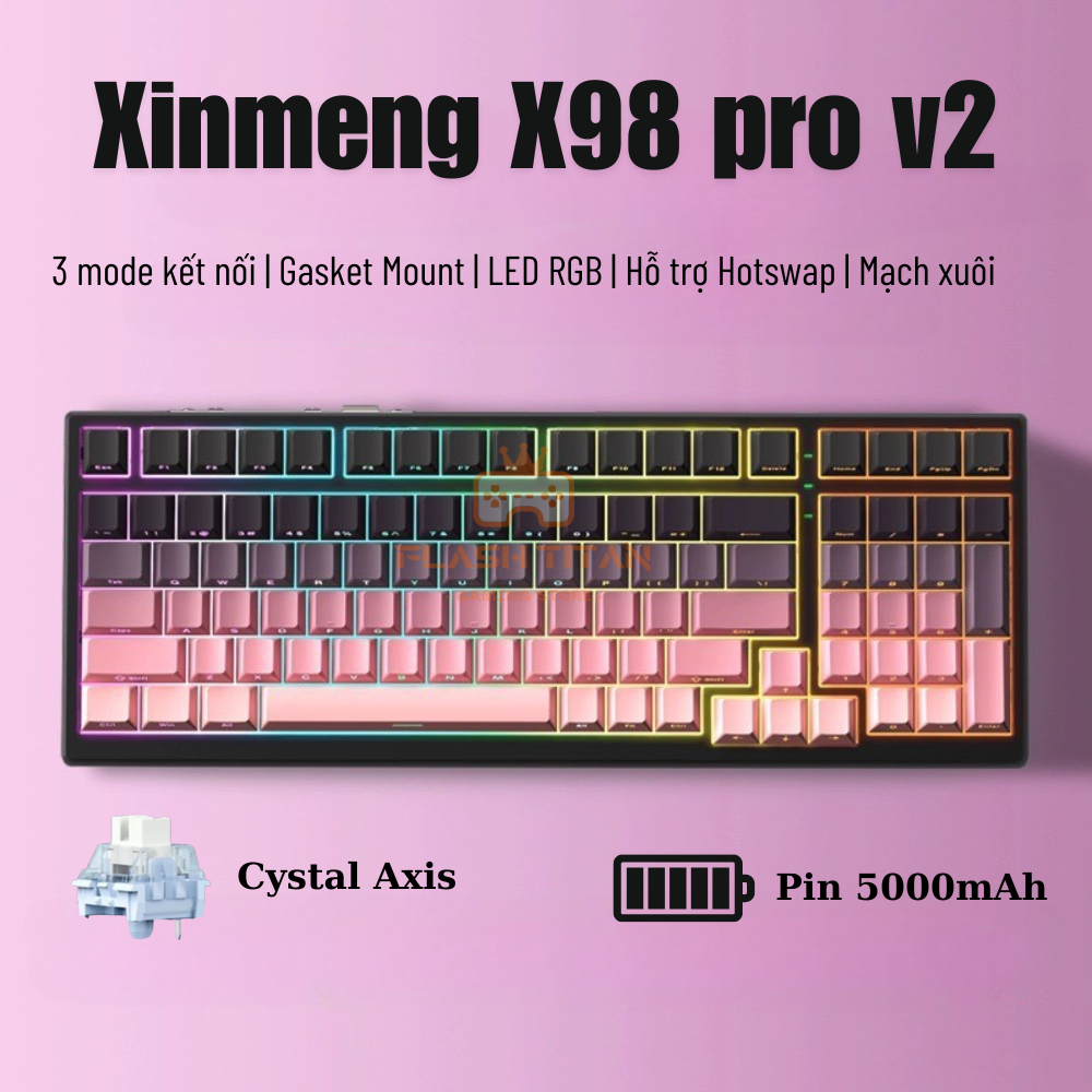 Bàn phím cơ không dây Xinmeng X98 Pro v2 - 3 mode kết nối - LED RGB ...