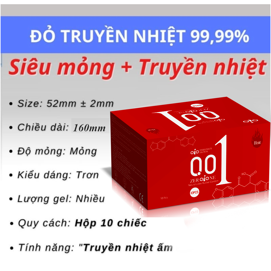Bao cao su siêu mỏng 001 OiO kéo dài thời gian bcs nhiều gel bôi trơn ...
