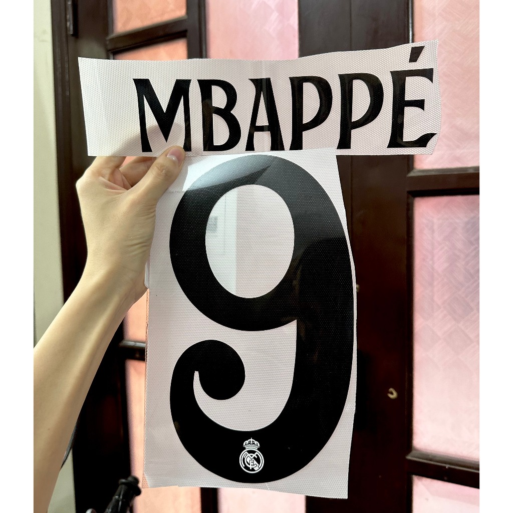 Decal font số áo bóng đá tự ủi bằng nhiệt Mbappe Bellingham realmadrid ...
