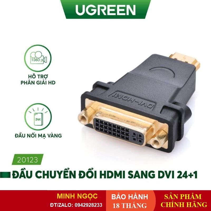 Đầu chuyển đổi HDMI sang DVI 24 + 5 (âm) Cao cấp Ugreen 20123 - Hàng ...