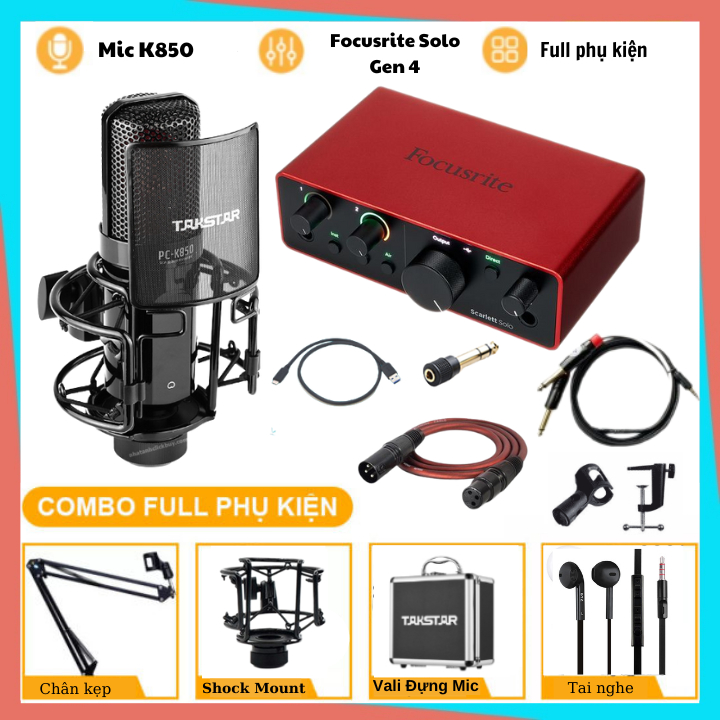 Mic Livestream | Micro thu âm Sound Card Focusrite Solo Gen 4 & Mic ...