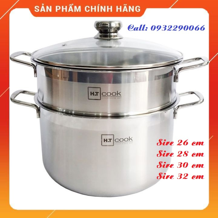 Bộ Nồi Xửng Hấp Inox HT COOK 26/28/30/32CM 1 Đáy Nắp Kính, Dùng tốt trên bếp từ - Hàng Việt Nam ...